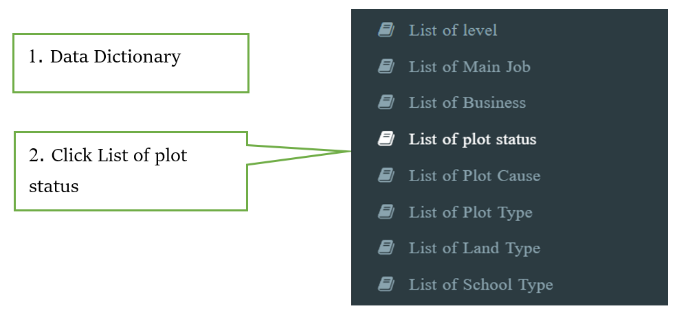 v When click on List of plot status, the information page will be ...
