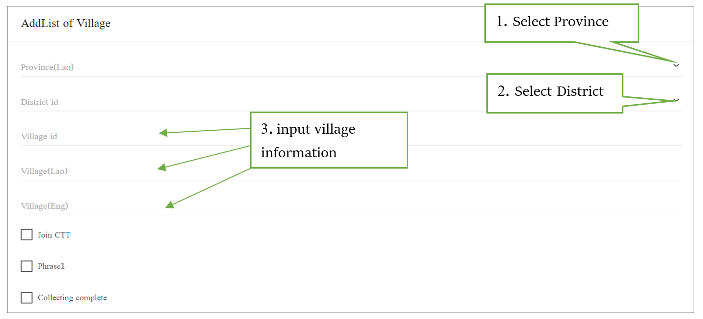 v If you want to add village name, Click Add button and follow the ...