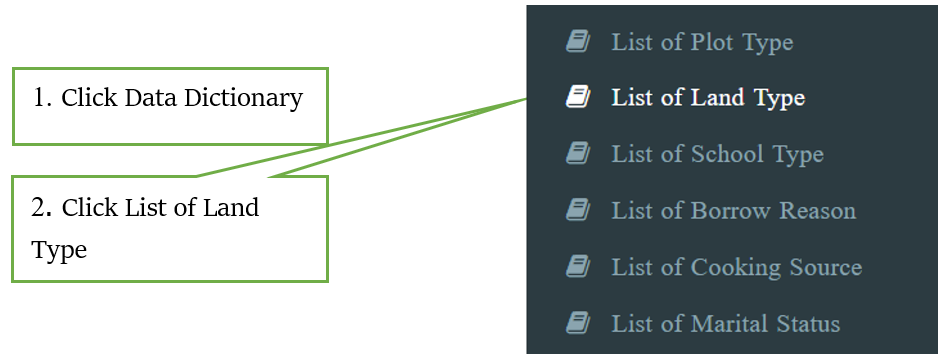 v When click on List of Land Type, the information page will be ...