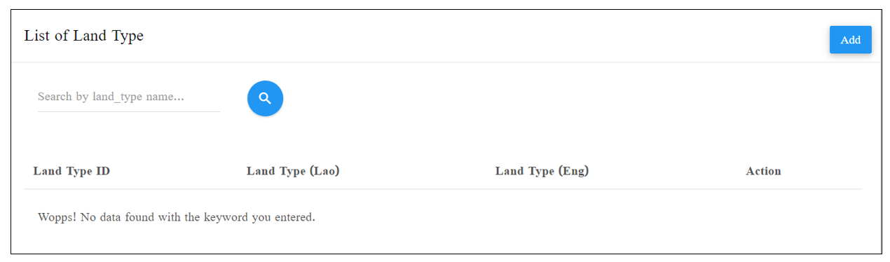 v When click on List of Land Type, the information page will be ...