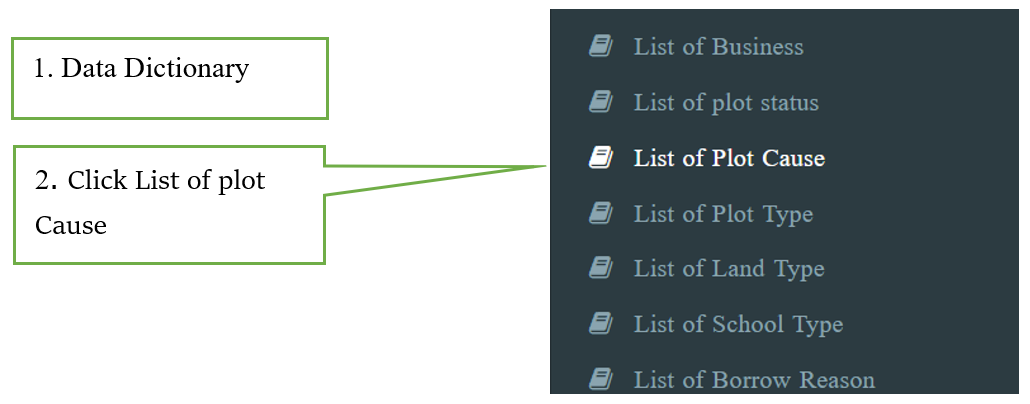 v When click on List of plot cause, the information page will be ...